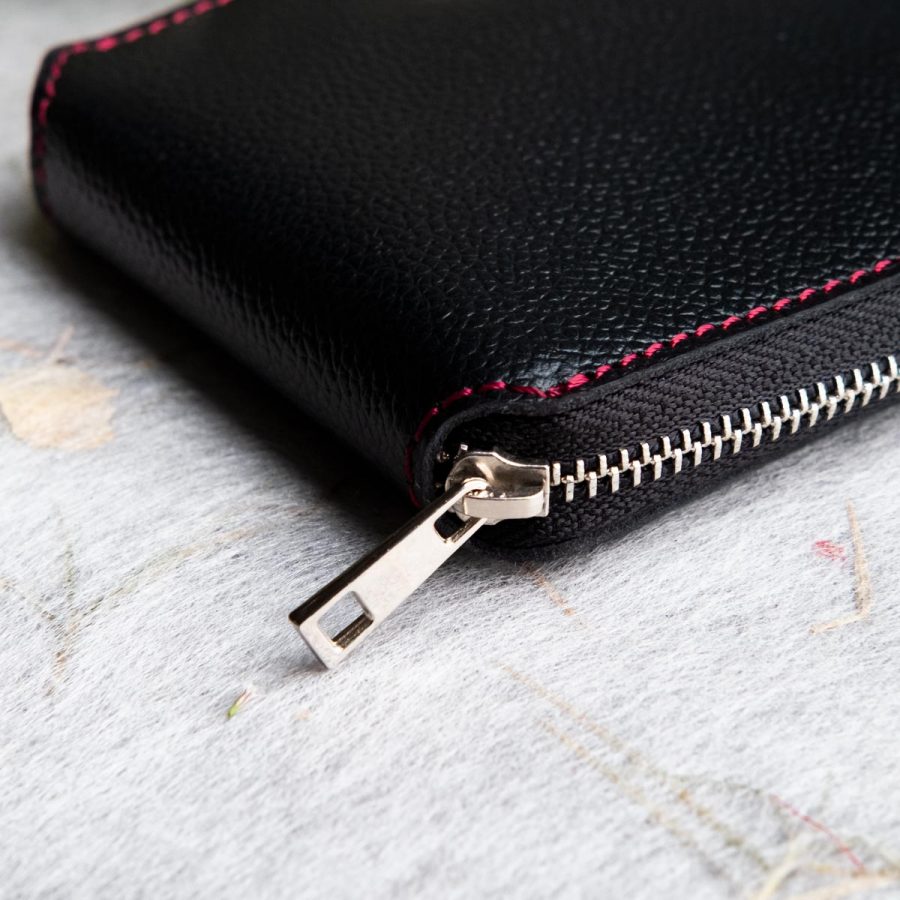 Zipper Wallet MZ1 Ink Black - WildWoven Leather Products